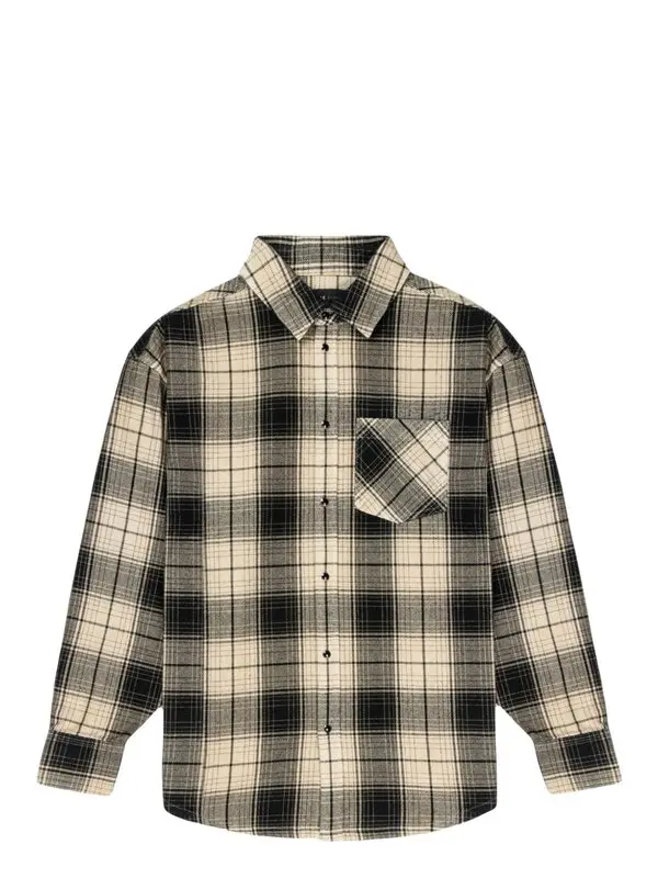 PURPLE BRAND Wordmark Plaid Western Shirt - Brown