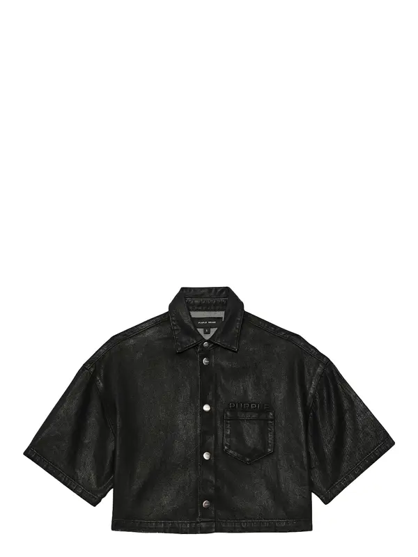 PURPLE BRAND Cropped Denim Shirt - Black