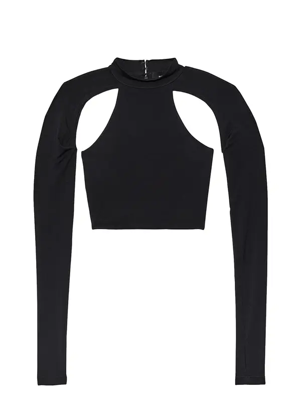 PURPLE BRAND Cut-out Cropped Top - Black