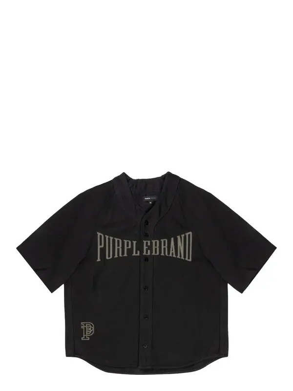 PURPLE BRAND Logo-print Cotton Shirt - Black