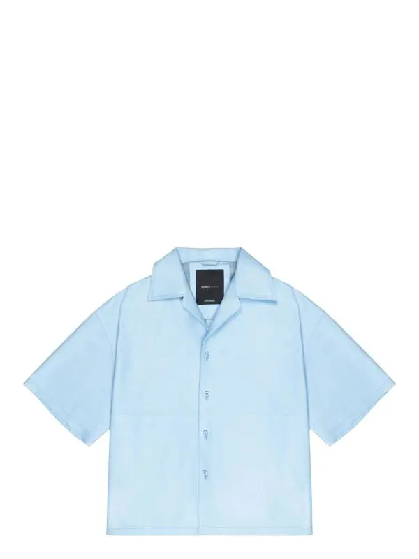PURPLE BRAND Boxy-fit Nubuck Leather Shirt - Blue