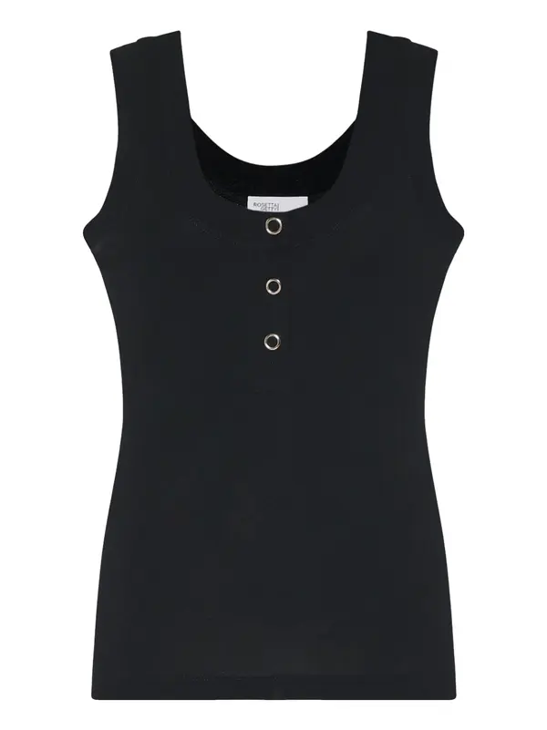 Rosetta Getty Henley Tank Top - Black