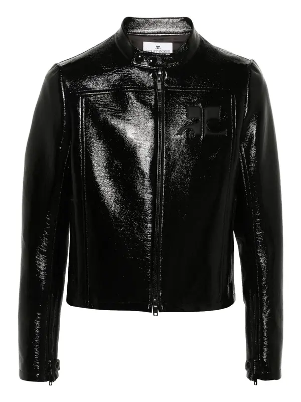 COURREGES Logo-appliqué High-shine Jacket - Black