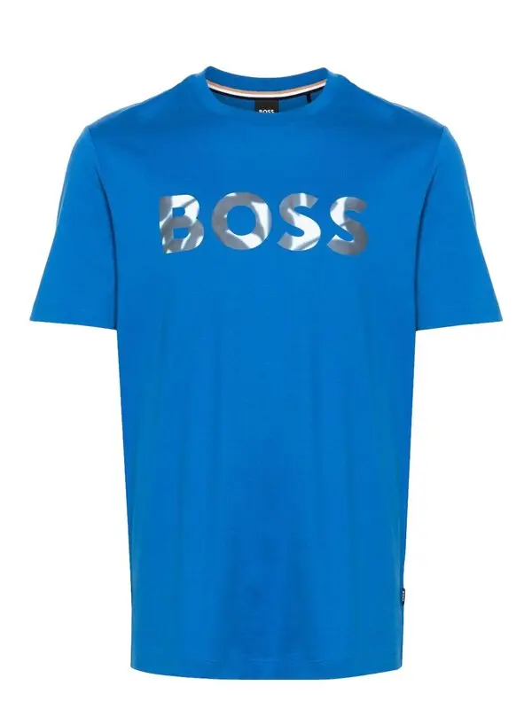 BOSS Logo-print Cotton T-shirt - Blue