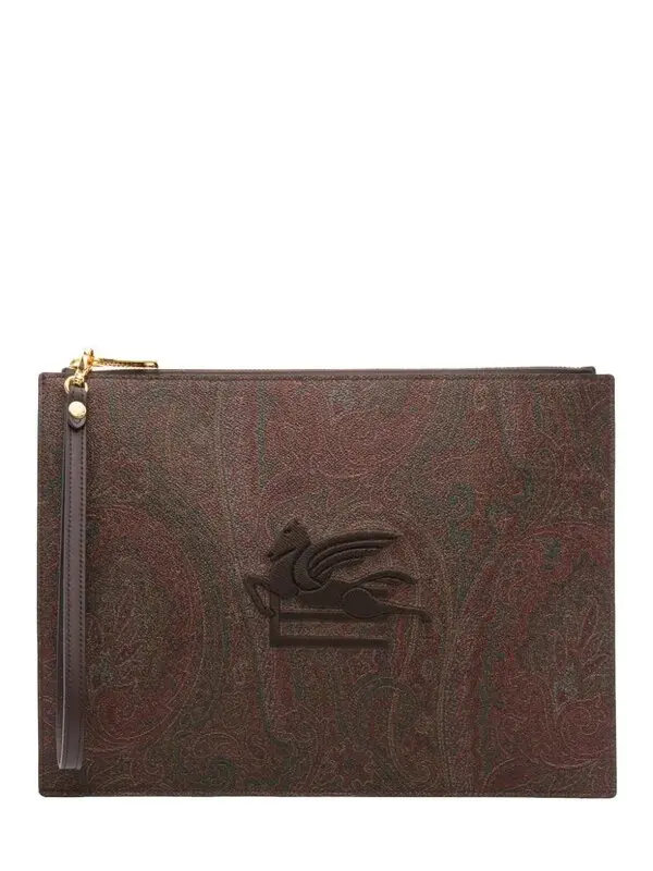 Etro Paisley-jacquard Clutch - Brown