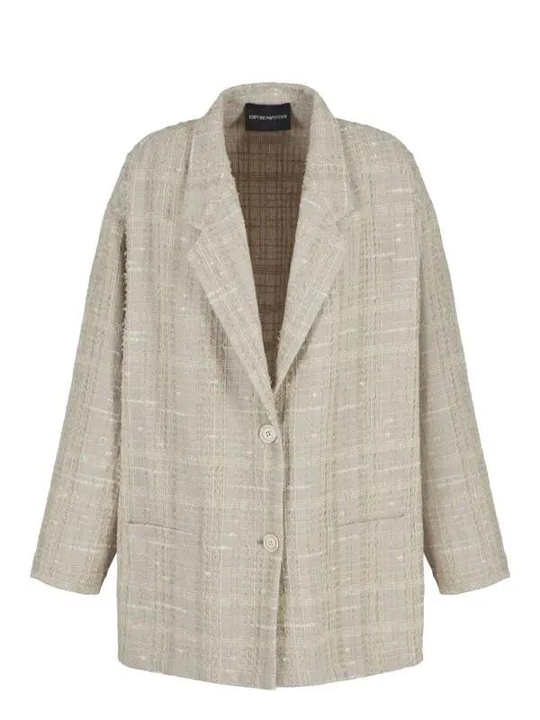 Emporio Armani Single-breasted Bouclé Blazer - Neutrals