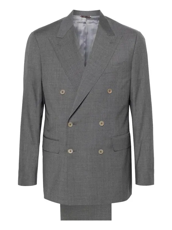 Canali Double-breasted Wool Suit - Grey