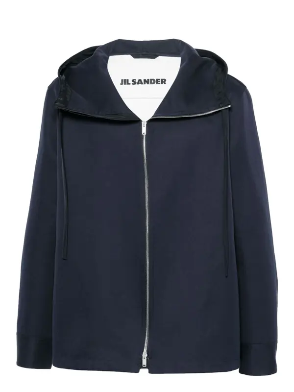 JIL SANDER Hooded Cotton-silk Jacket - Blue