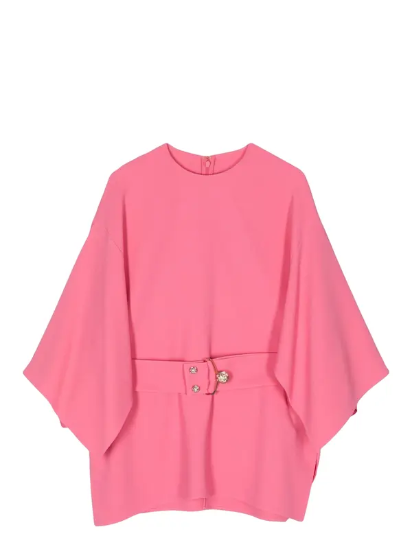 Elie Saab Cady Belted Silk Blouse - Pink