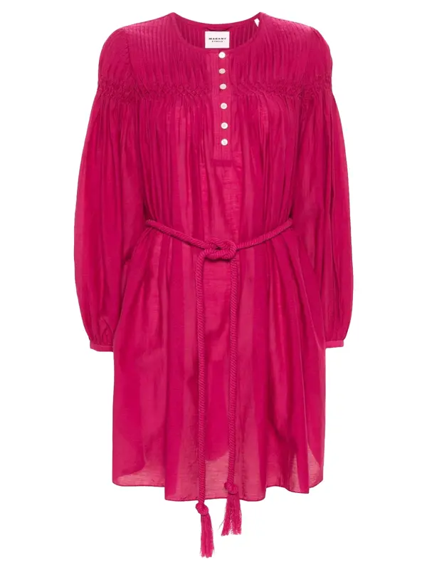 MARANT ETOILE Adeliani Pintuck-detail Mini Dress - Pink