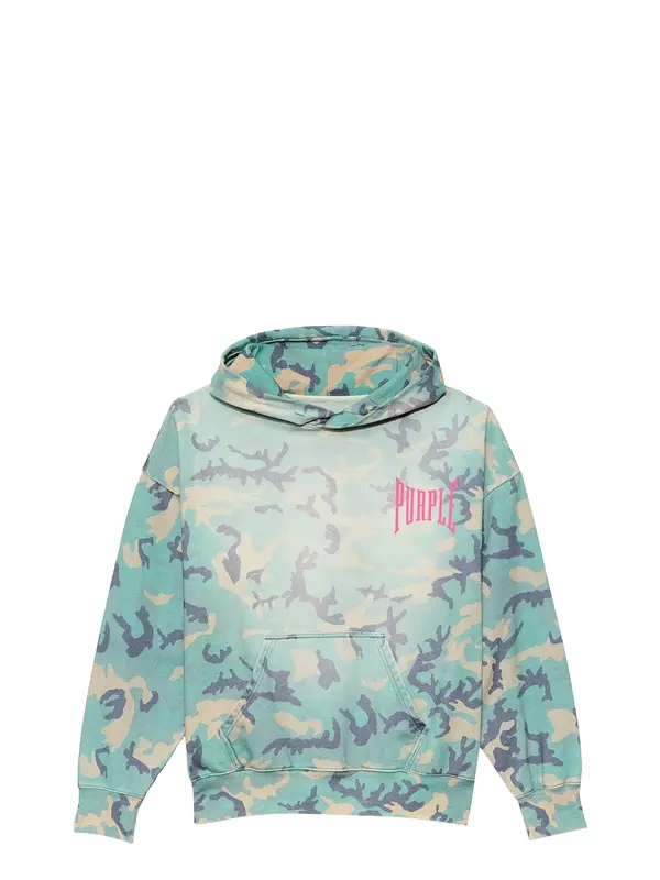 PURPLE BRAND Camouflage-print Cotton Hoodie - Blue