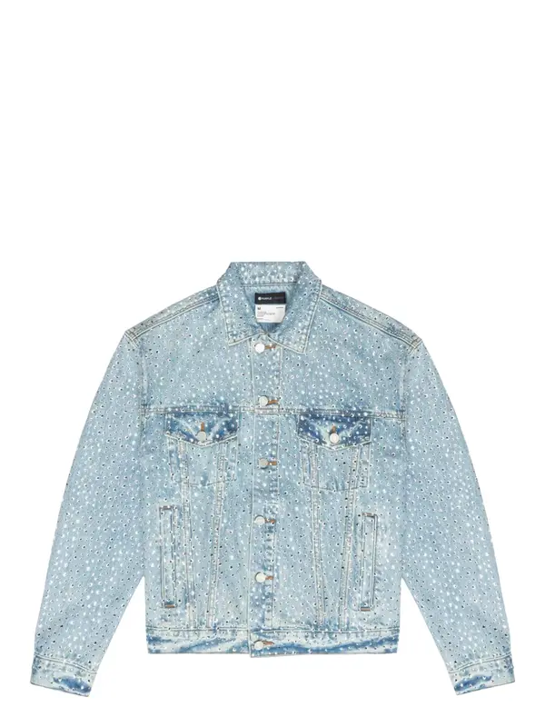 PURPLE BRAND Crystal Embellished Denim Jacket - Blue