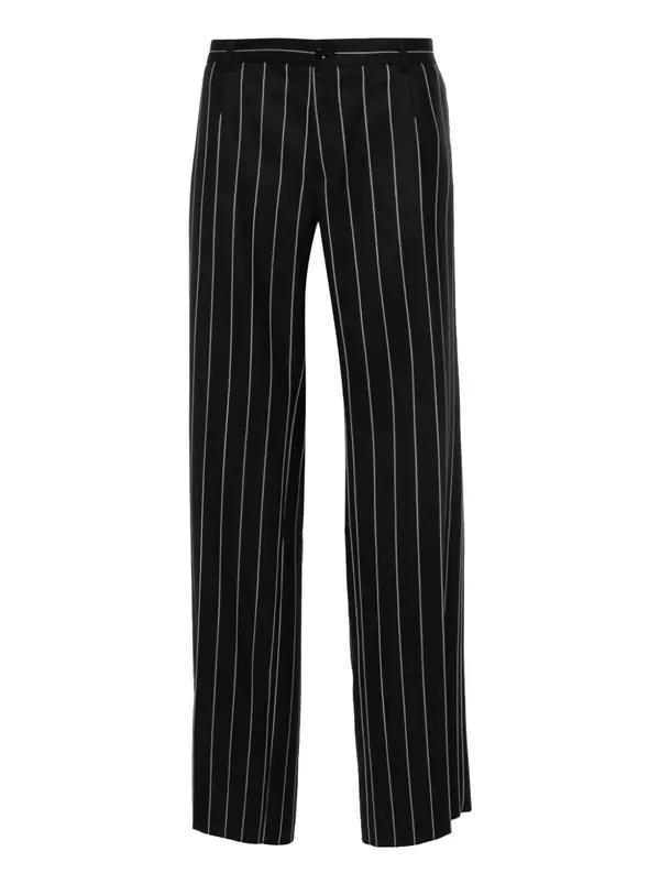 Dolce & Gabbana Pinstripe Wool Trousers - Black