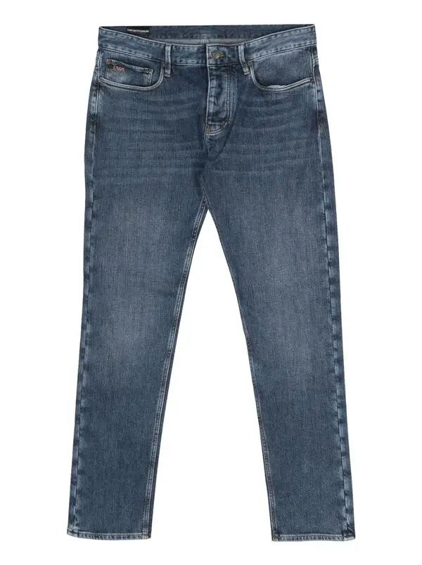 Emporio Armani Logo-plaque Slim-cut Jeans - Blue