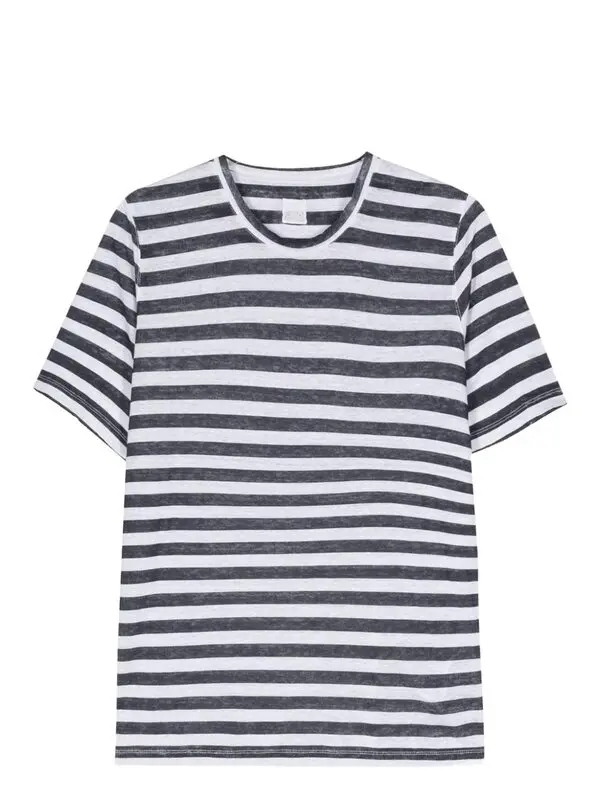 120% Lino Linen Striped T-shirt - White