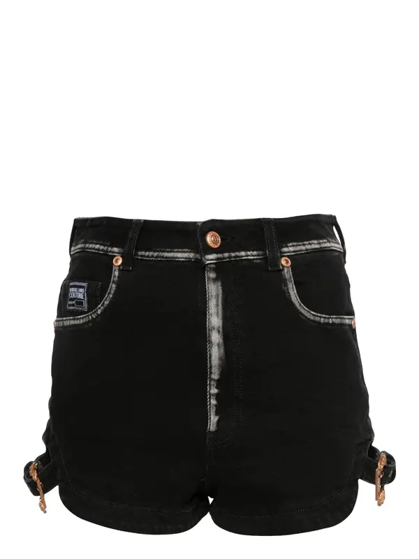 Versace Logo Denim Shorts - Black