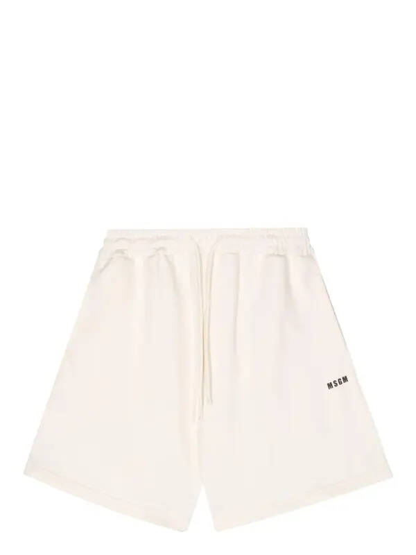 MSGM Logo-print Cotton Track Shorts - Neutrals