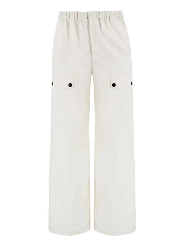 FERRAGAMO Wide-leg Linen Trousers - White