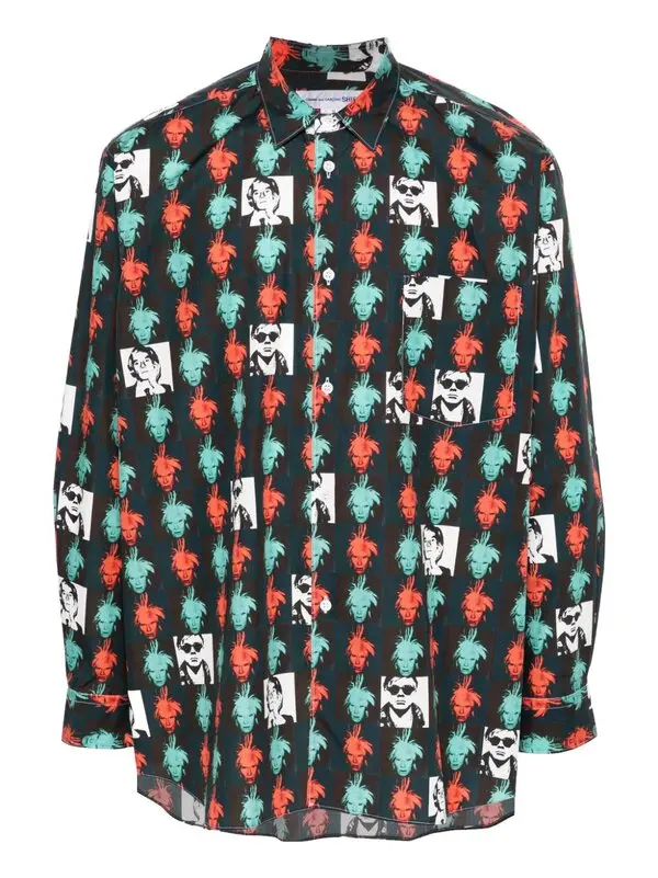 Comme Des Garçons Andy Warhol-print Cotton Shirt - Black