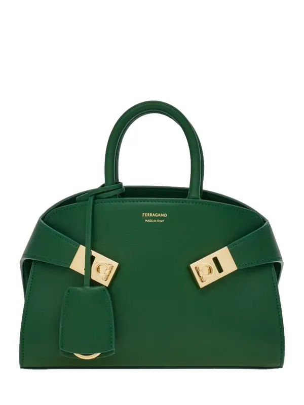 FERRAGAMO Mini Hug Leather Tote - Green
