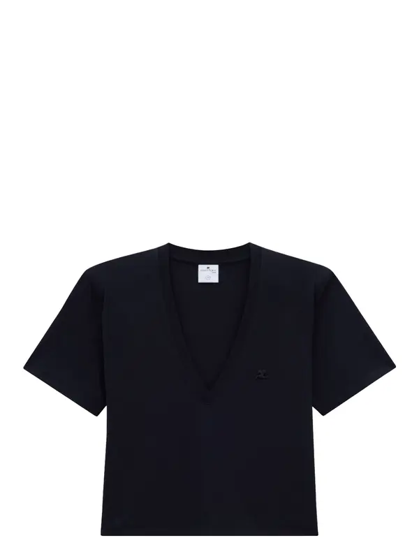 COURREGES Logo-appliqué T-shirt - Black