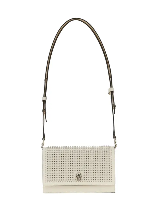 Alexander McQueen The Biker Skull Shoulder Bag - White