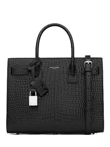 Saint Laurent Sac De Jour Baby - Black Croc/silver