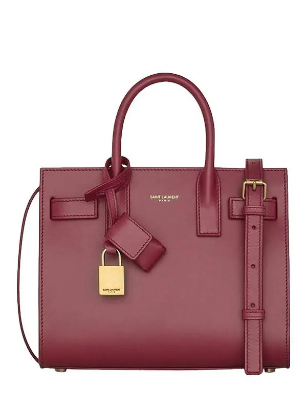 Saint Laurent Sac De Jour Smooth Leather Tote Bag - Rouge Merlot Smooth Leather/gold