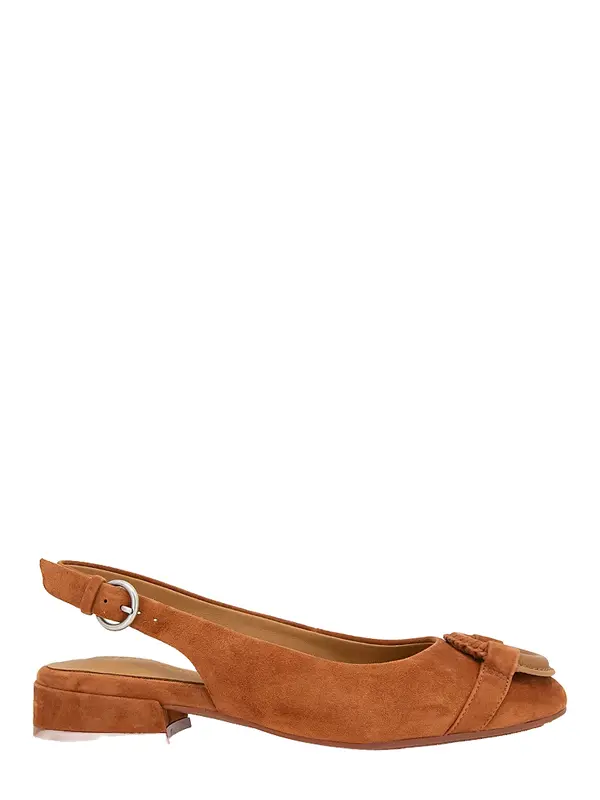 KENNETH COLE Athena Slingback Flats - Pecan Suede