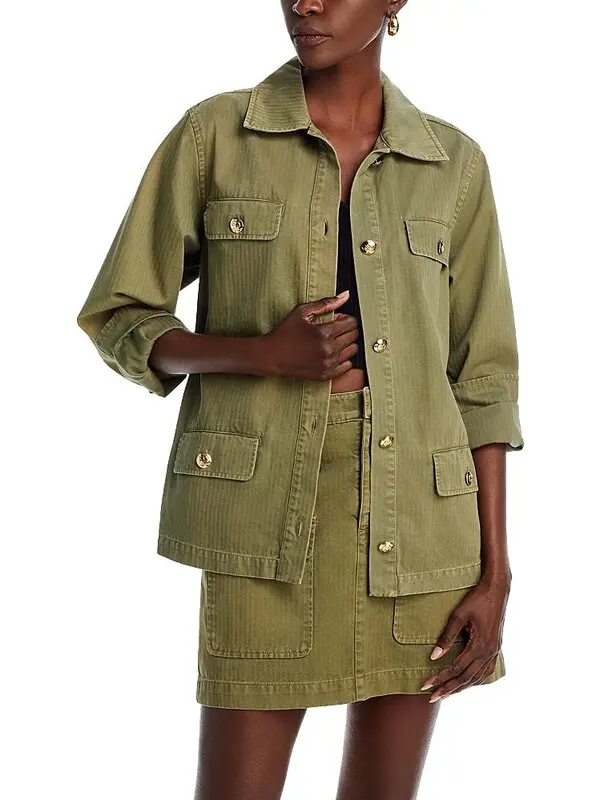 ANINE BING Corey Cotton Flap Pocket Jacket - Army Green