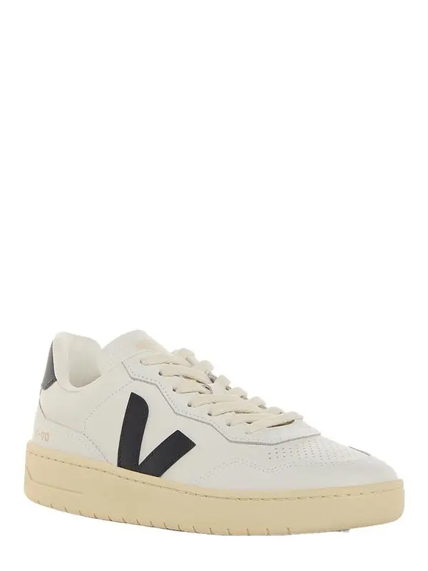 VEJA V-90 Low Top Leather Sneakers - White Natural