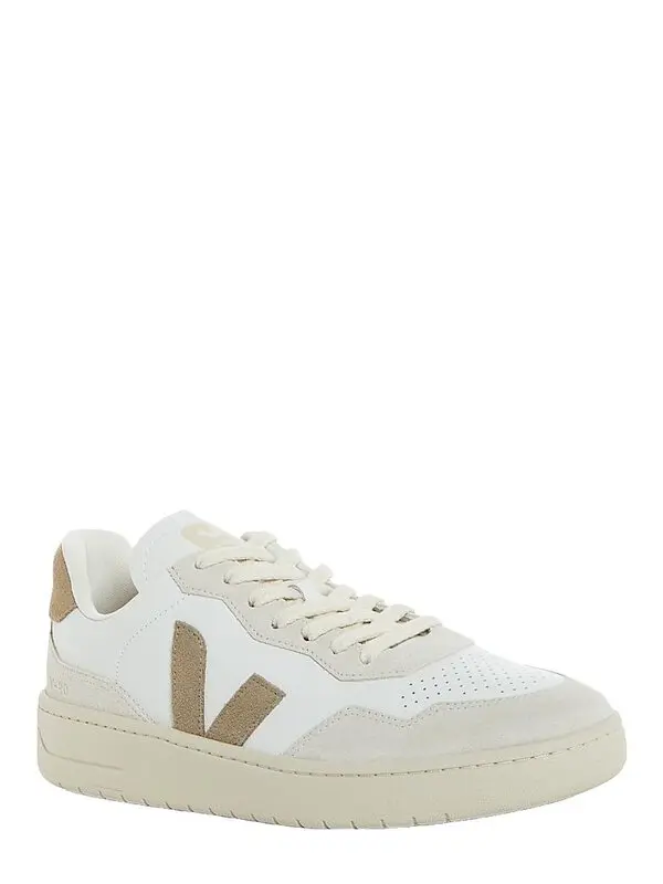 VEJA V-90 Low Top Leather Sneakers - White Taupe