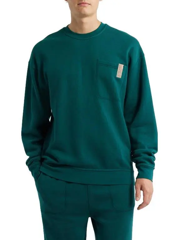 Lunya Reversible Cotton Blend Lounge Sweatshirt - Nob Green