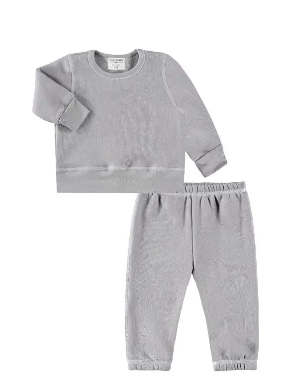 PAIGELAUREN Fleece Lounge Sweatshirt & Joggers Set - Gray
