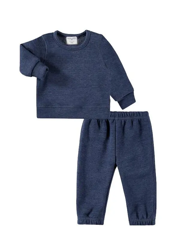 PAIGELAUREN Fleece Lounge Sweatshirt & Joggers Set - Navy
