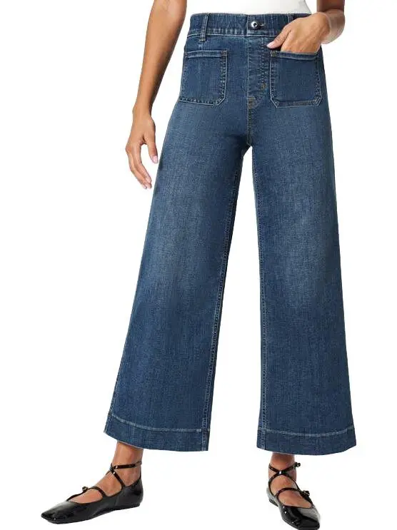 Spanx Crop Wide Leg Pull-on Jeans - Shaded Blue
