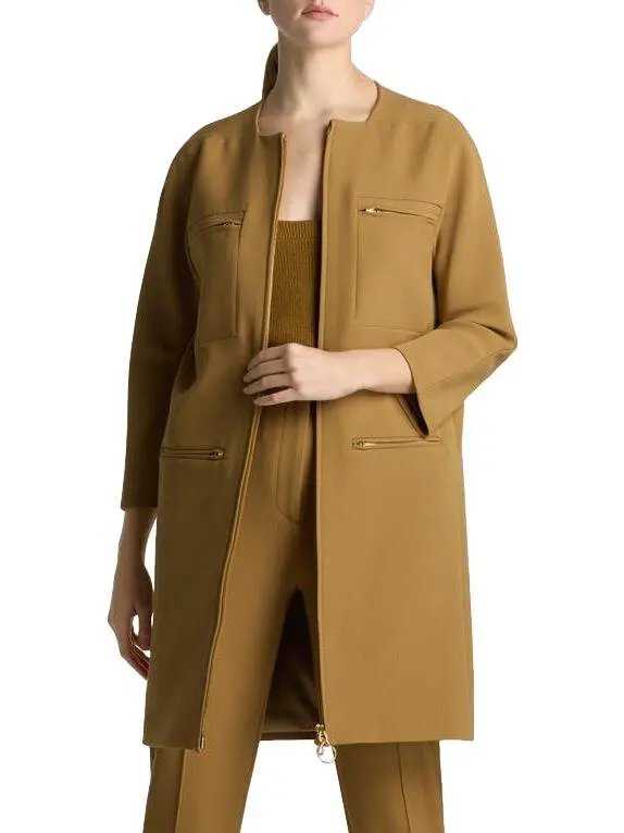 St. John Stretch Crepe Longline Jacket - Hazel