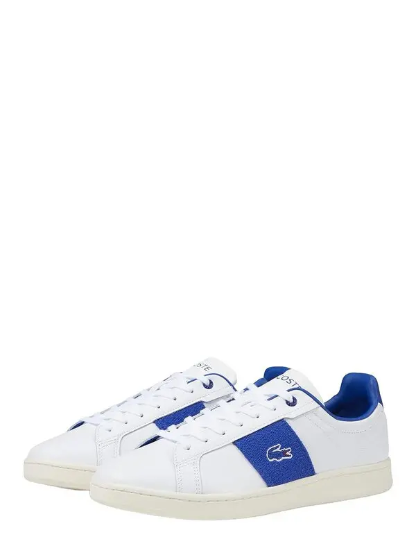 Lacoste Carnaby Pro Cgr Sneakers White And Lace-up Leather Athletic Shoes - Blue