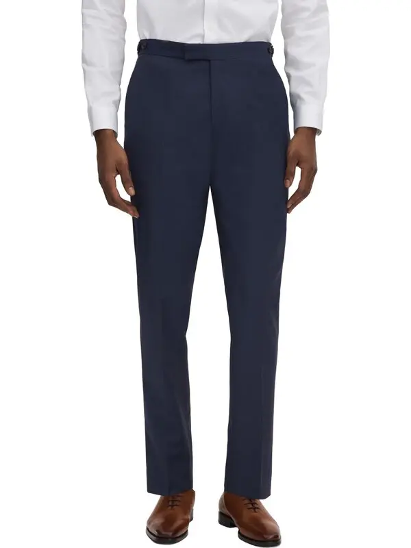 REISS Destiny Wool Side Adjuster Regular Fit Trousers - Navy