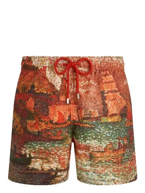 Vilebrequin 360 Swim Shorts Sortie Du Port De St Tropez X Paul Signac Mdb Moopea - Red