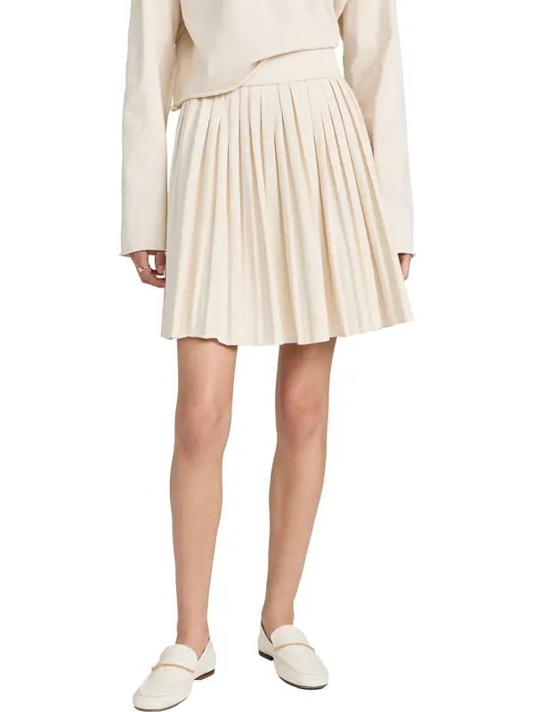 LES TIEN Paulina Pleated Tennis Skirt - Ivory