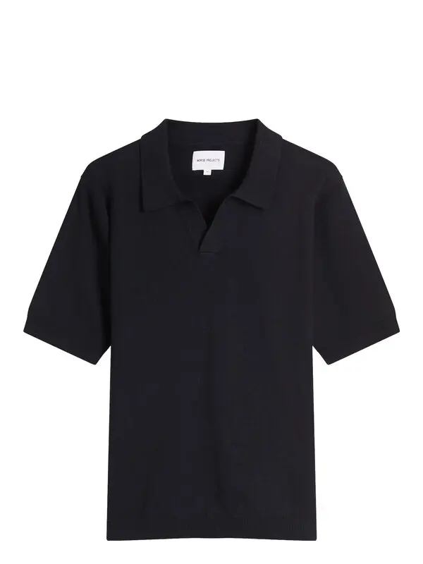 Norse Projects Leif Cotton Linen Polo Shirt - Dark Navy