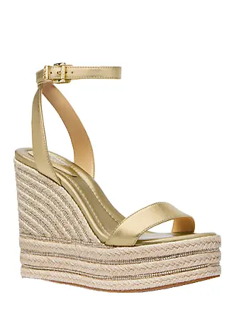 Michael Kors Leighton Metallic Leather Wedge Sandal - Gold