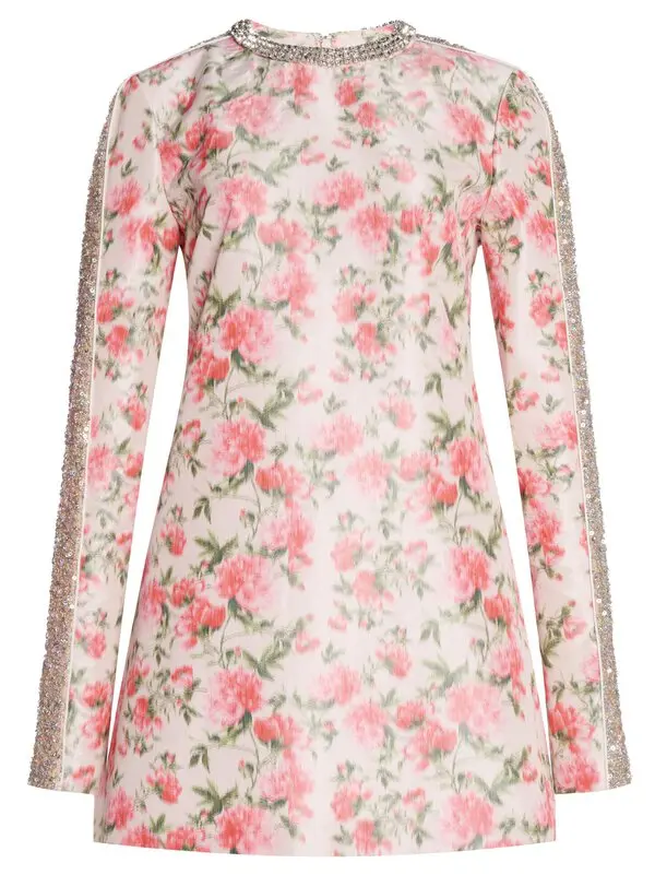Giambattista Valli Embellished Taffeta Mini Dress - Floral