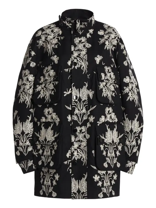 Giambattista Valli Embroidered Gabardine Parka - Black