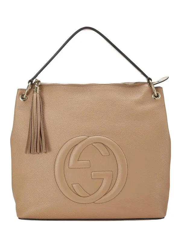 Gucci Leather Soho Convertible Hobo - Beige