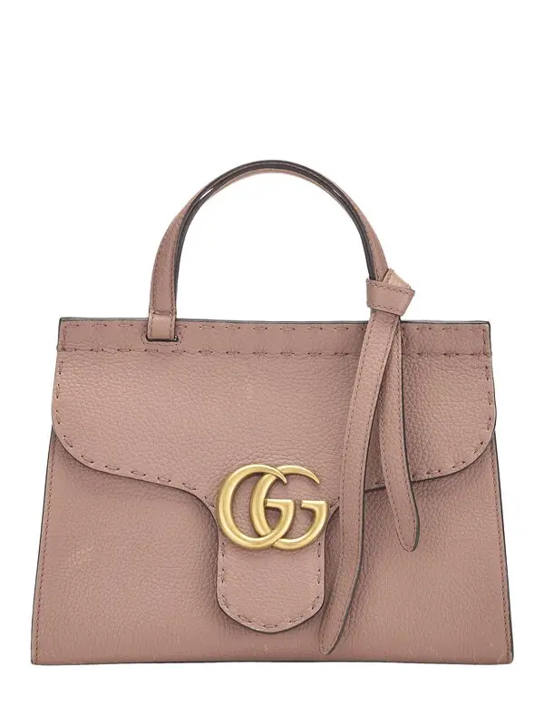 Gucci Leather Gg Marmont Top Handle Flap Bag - Pink