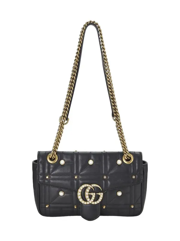 Gucci Leather Gg Marmont Shoulder Bag - Black
