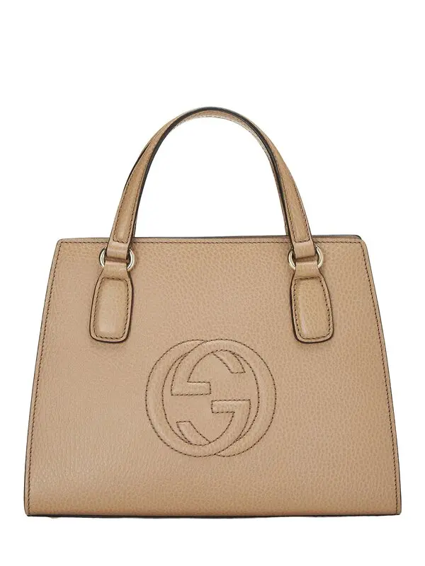 Gucci Grained Leather Soho Handbag - Beige