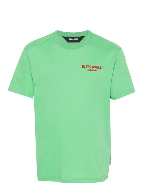 Just Cavalli Flocked-logo T-shirt - Green